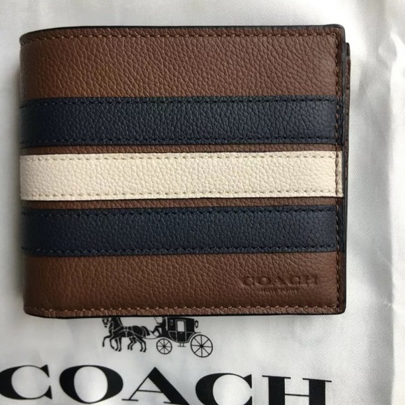 Coach | Bags | Coach Mens 3in Varsity Leather Stripe Wallet | Poshmark